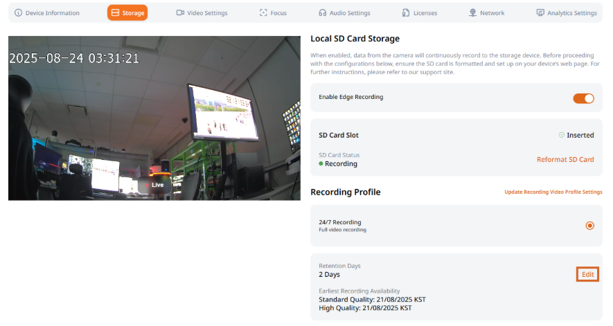 OnCloud Edge Recording: How do I test and adjust the camera? – Hanwha ...