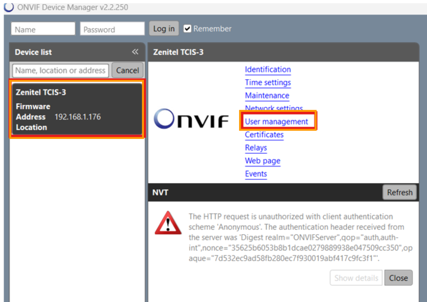 How to Configure ONVIF password on Zenitel Intercom – Hanwha Vision ...